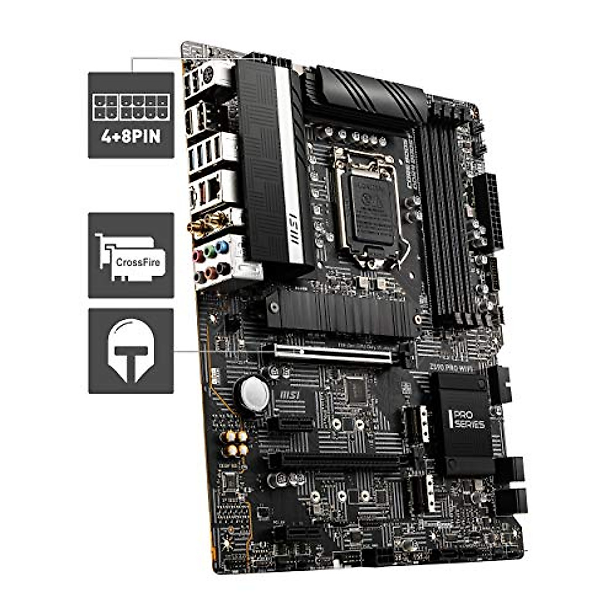 MSI Z590 PRO WiFi ProSeries Motherboard (ATX, 11th/10th Gen Intel Core, LGA 1200 Socket, DDR4, PCIe 4, M.2 Slots, USB 3.2 Gen 2, 2.5G LAN, DP/HDMI, Wi-Fi 6E)