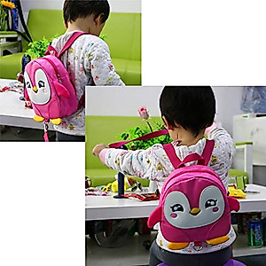 Hipiwe Baby Toddler Walking Safety Backpack Little Kid Anti-lost Travel Bag Harness Reins Cute Penguin toddler bookbag Mini Backpacks with Safety Leash for Baby Boys Girls