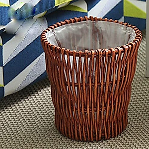 DYNN Trash can Wicker Woven Trash Can Retro Garbage Can Creative Garbage Bin Suitable for Bedroom Kitchen and Bathroom-with Liner Home/Commercial Use (Color : A)