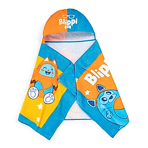 Jay Franco Blippi Bath Pool Beach Hooded Towel - Super Soft & Absorbent Kids Blue Cotton Towel