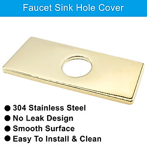 Biaungdo 6" Hole Cover Deck Plate, Gold Escutcheon Plate Stainless Steel Bathroom Faucet Plate Rectangle Faucet Cover Plate for 1 or 3 Hole Bathroom Vanity Sink Faucet
