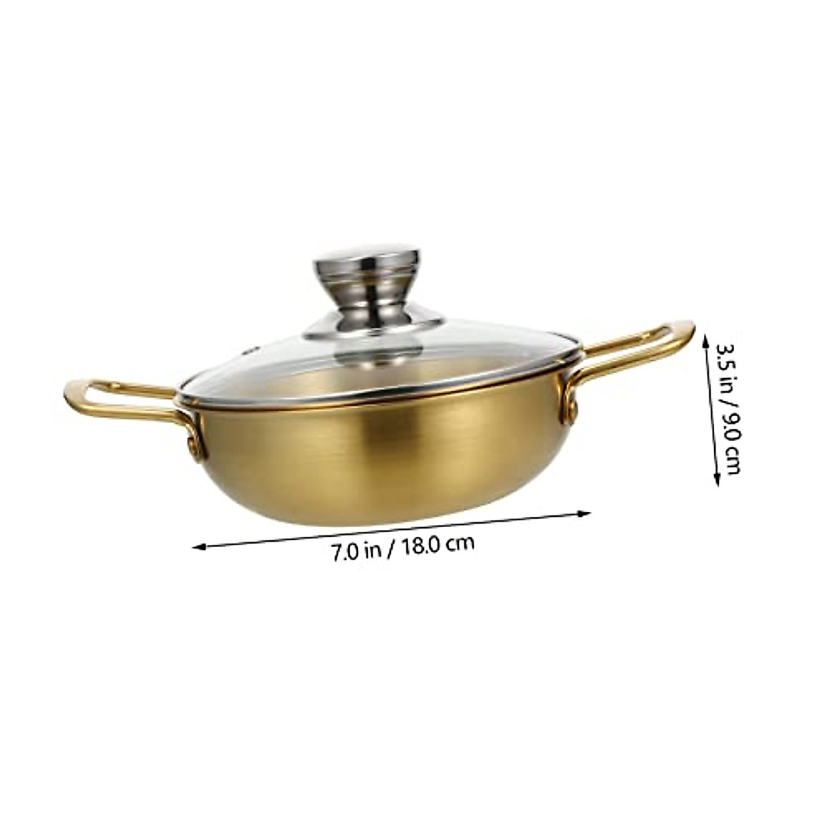 Yardwe 1 Set Stainless Steel Noodle Pot Stove Griddle Stainless Steel Skillet Japanese Ramen Metal Steaming Pot Korean Noodle Pan Noodles Cooker Ramen Pot Household Saucepan Kitchen Pan