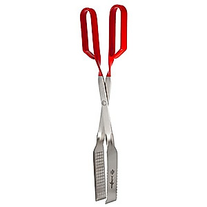 Shark BBQ Heavy Duty Compact Grilling Tongs for Kitchen and Outdoor Barbecue: Expert Craftsmanship and Durability Demanded by Professionals (Red)
