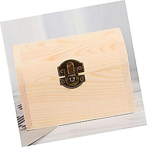 EXCEART 2pcs box with Locking Simple Size Your DIY Jewelry Lid Storage and Paintable Organizer Handcraft Case Center Clasp Make Wood Hinged Trinket Arch Gift Home Wooden for Decoration