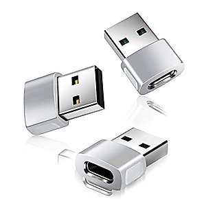 Basesailor USB to USB C Adapter 3 Pack,Zinc Alloy Type C Female to A Male Charger Block-Converter for iPhone 12 13 14 Pro Max,Airpods,iPad 8 10 Air 4 5 Mini 6,Samsung Galaxy Z Fold Flip S23 A53 Watch