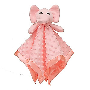 Pink Baby Elephant Security Blanket Baby Stuffed Elephant Toy Lovie Blanket for Infant Boys and Girls Baby Comforting Elephant Blanket for Newborns 16in