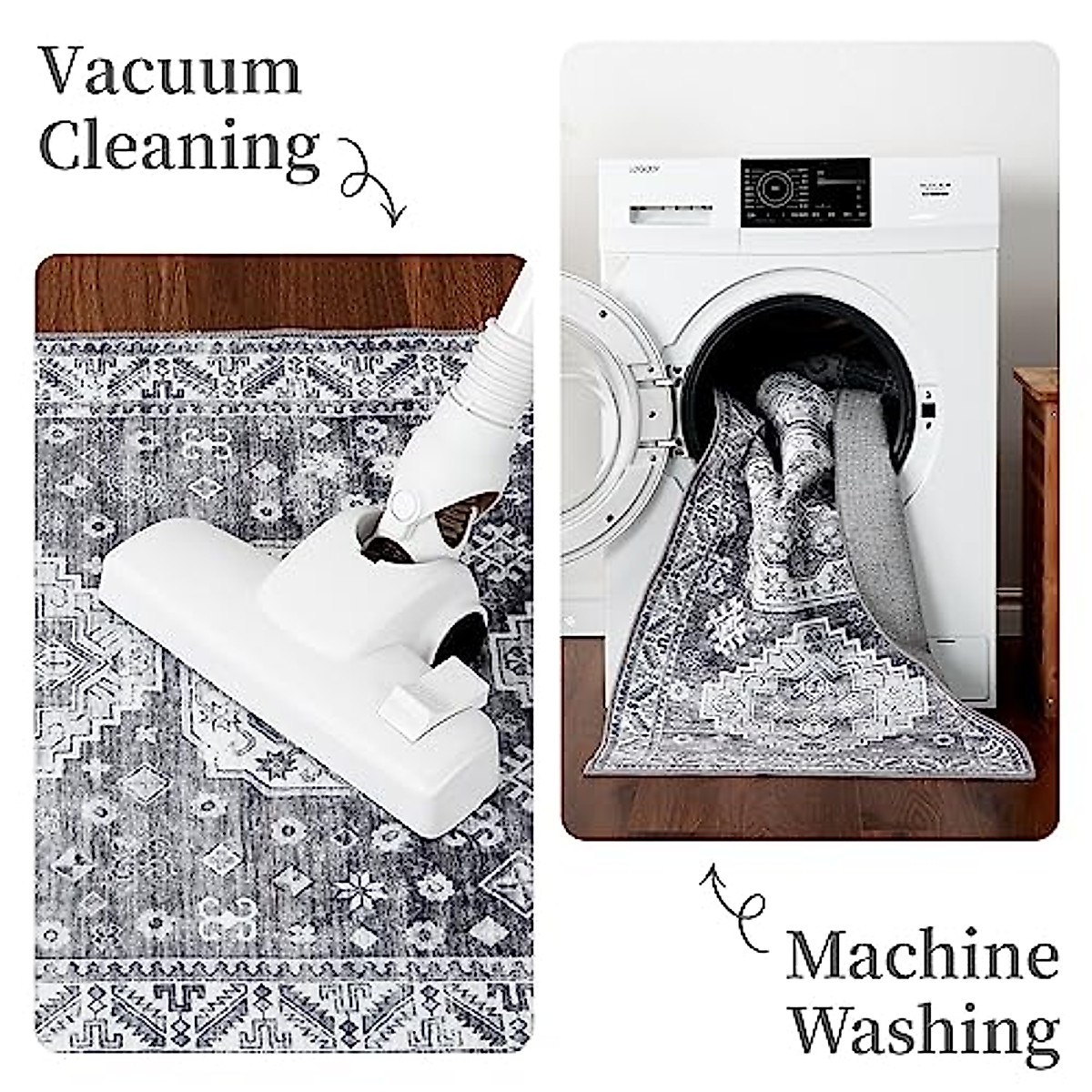 ROYHOME Washable Rug 8x10 Area Rugs for Living Room Large Indoor Carpet Persian Area Rug Oriental Rug Boho Distressed Area Rug for Bedroom Kitchen Home Office, Grey 8' x 10'