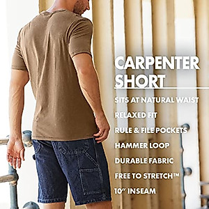 Wrangler Authentics Men's Loose Fit Carpenter Short, Antique Stonewash, 36