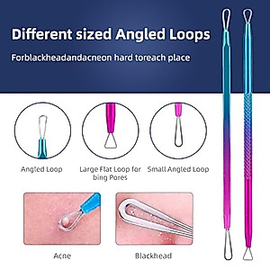 Blackhead Extractor Tools, Ybaoo 10 Pcs Professional Pimple Popper Tool Kit with Metal Case for Quick and Easy Removal of Blackheads,Pimples,Zit Removing,Facial and Nose(Colorful)