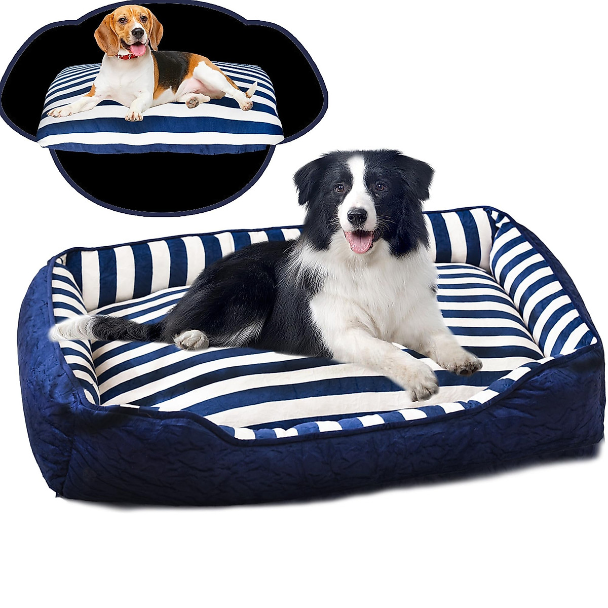 LinkRomat Dog Beds Large Sized Dog with Cushion, Extra Large Dog Bed Removable Washable & Waterproof Dog Bed, Indestructible Chew Proof Dog Bed Suit Medium & Large Dog, M, 35" L X 27" W X 6" Th
