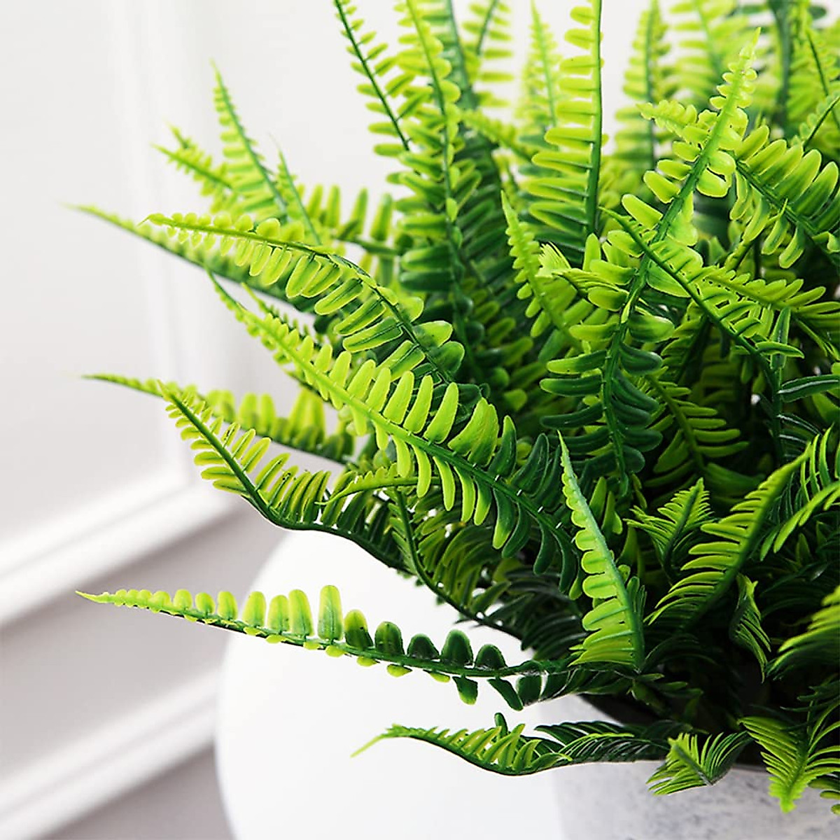 SzJias Artificial Ferns for Outdoors Fake Fern Plants Faux Boston Fern Plant for Room Home Garden Decor (4 Pcs)