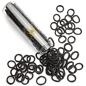 JIRIS 100 pcs No Break Hair Ties fitting Kit, and limited-time Starter Kit | Gentle for any hair type with no slipping or snagging Color mixing(Black)