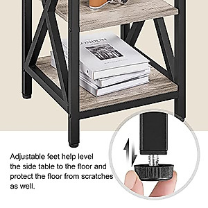 Yaheetech Industrial End Tables Set of 2, 3-Tier Side Tables with Storage Shelves for Living Room, X Design Sofa Tables, Strong Metal Frame, Easy Assembly, 16x16x24.5 in, Gray