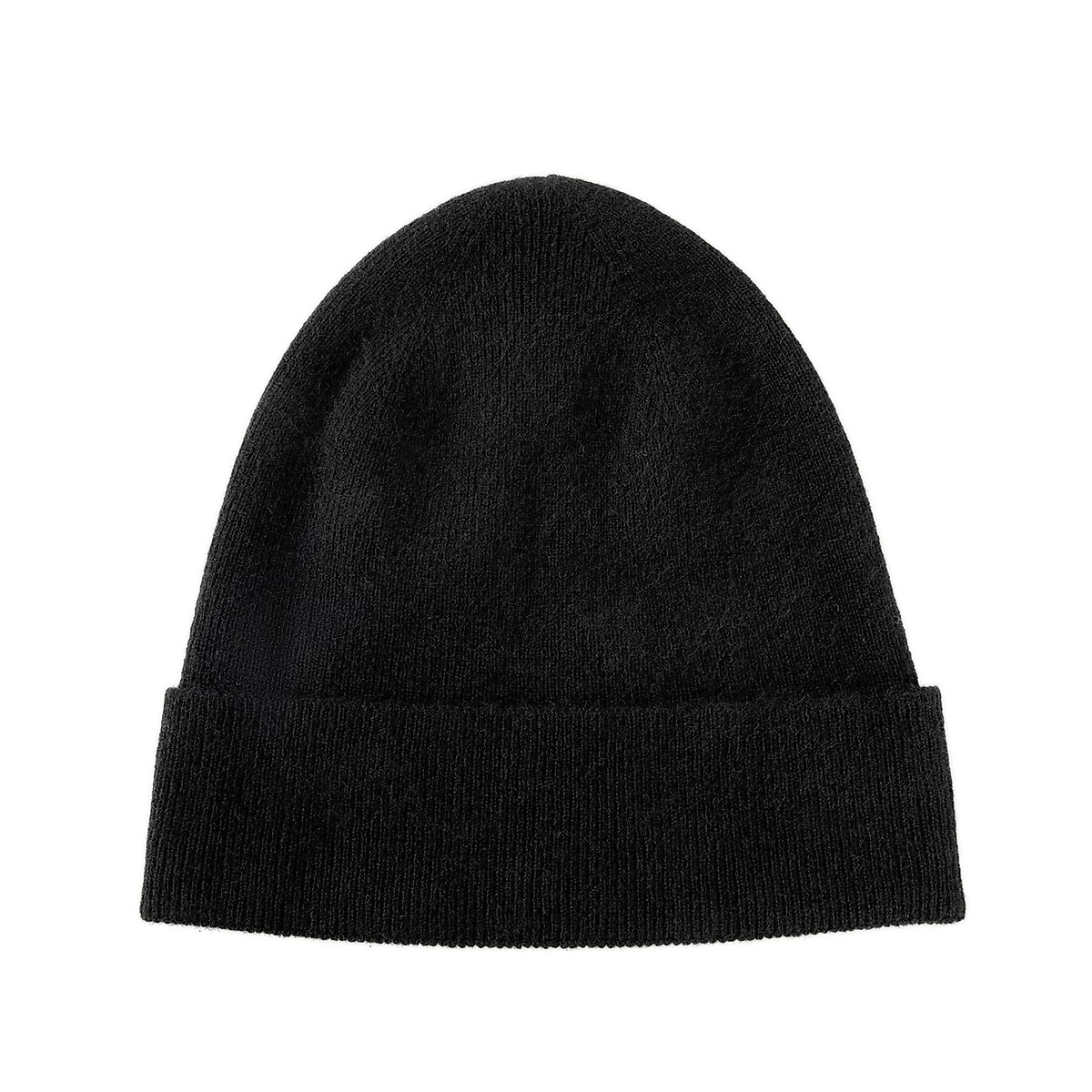 100% Pure Cashmere Beanie for Women and Men, Cuffed Warm Hat with Gift Box (Black)