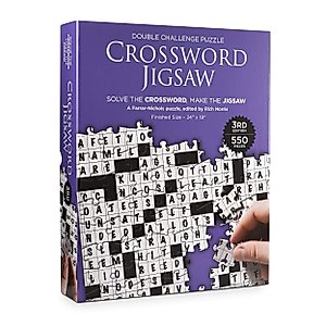 Dual Challenge Crossword Jigsaw Puzzle 3rd Edition - 550 Piece Board Game for Adults Families - Educational Interactive Brain Building