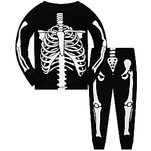 Glow in The Dark Skeleton Pajamas Boys Girls Halloween Kids Pjs Sets Toddle Clothes 100% Cotton 2 Piece Sleepwear 7t