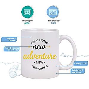 Waipfaru House Warming Gifts - New Home New Adventure New Memories Funny Coffee Mug, New Home Gifts for Friends Parents Relatives Him Her, 11 Oz Ceramic Coffee Mug