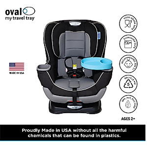 Travel Tray Oval USA Made Extend Your Current Cup Holder to Hold Your Cup Plus A Tray for Snacks, Toys and Accessories. Use in a Car Seat, Booster, Stroller, Golf Cart, Outdoor Chair, Aqua Blue