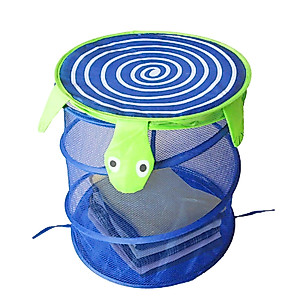 Generic Cute Animal Laundry Basket | Net Toy Storage | Mesh Laundry Storage | Laundry Hamper with Handle Foldable Laundry Bin, Animal Themed Laundry Basket Perfect for Plush Storage, Clothes, turtle