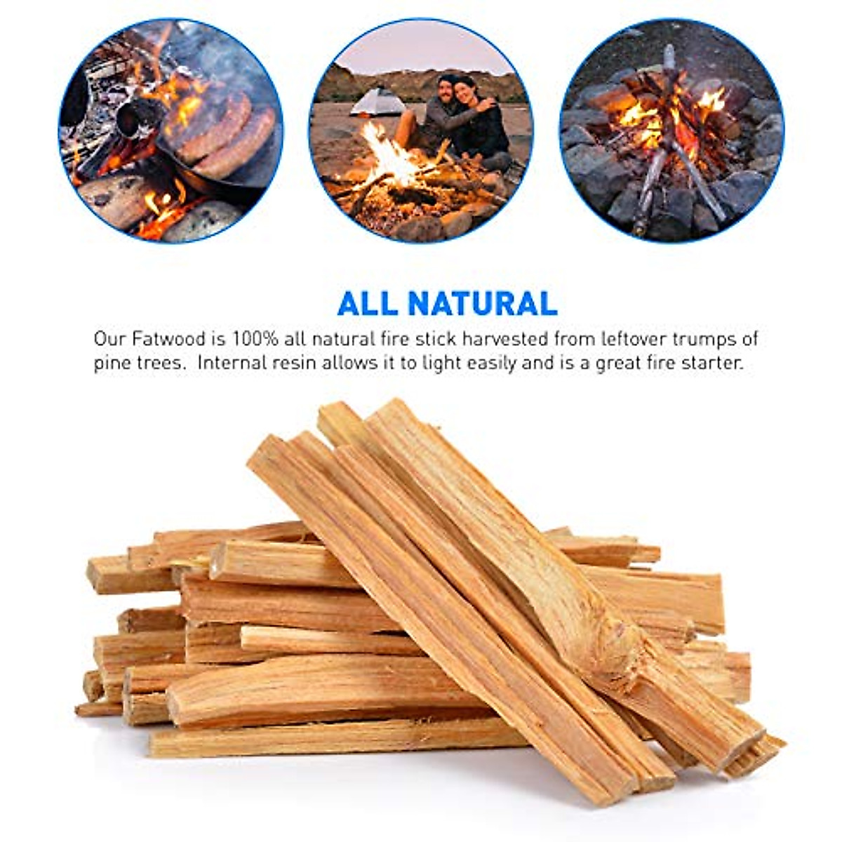 EasyGoProducts Approx. 120 Eco-Stix Fatwood Fire Starter Kindling Firewood Sticks – 100% Organic – Firestarter for Wood Stoves, Fireplaces, Campfires, Bonfires, Year Round, 10 Pounds