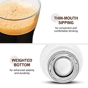 Bormioli Rocco OSLO Glass Coffee Mug - 7 ½ Ounce Espresso Cups (4 Pack) with Metal Handle Perfect Tea Glasses for hot and cold beverages, Thermal Shock Resistant, Tempered Glass, for Latte, Cappuccino