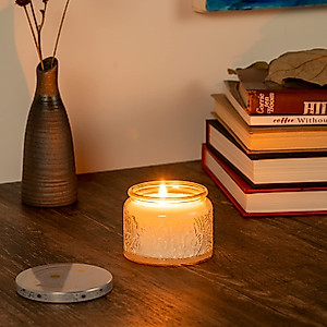 Art Secret 4oz Sun Moon Stars Embossed Glass Candle Container with Lid and Labels (Pack of 18, Clear)