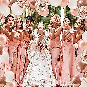 Kalyerparty Rose Gold Balloons, 60 Pack Rose Gold Confetti Balloons 12 inch Rose Gold Balloon White Latex Balloons for Birthday Party Wedding Graduation Bridal Shower Decorations.