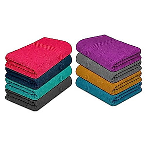 ZUPERIA Classic Bath Towels - 8 Pack - 27" x 54" - Ultra Soft 100% Cotton Large Bathroom Towels, Highly Absorbent Towel for Bathroom, Ideal for Pool, Home, Gym, Spa, Hotel (Assorted)