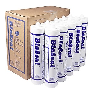 Clear BioSeal Waterproof Caulk & Sealant 100% RTV Silicone Sealant, 10oz Cartridge, Low Odor & Won't Yellow Silicone Clear, (Pack of 10)