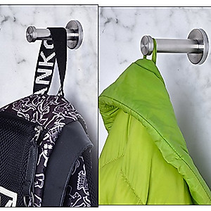 EBOOT 6 Pieces Stainless Steel Wall-Mount Robe Hook Coat Hook Towel Wall Hook, Brushed Nickel (3 Inch, Silver)