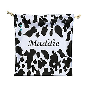 Bitt Sportswear Personalized Gymnastics Grip Bag in Cow Print with Crystals Options (Black Cow Print)