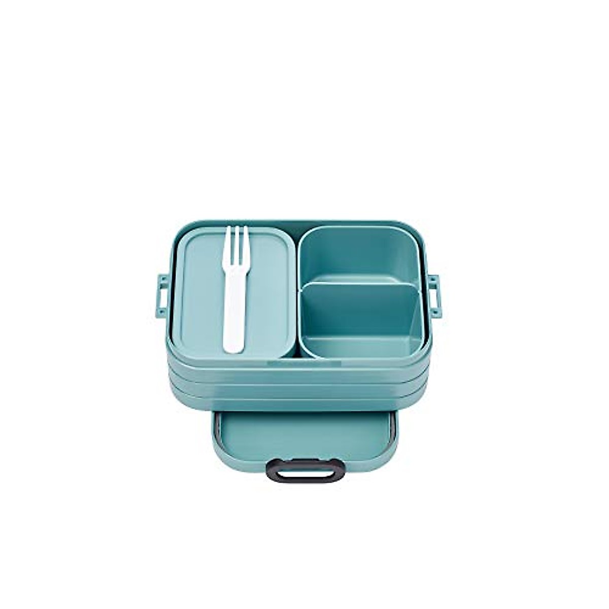 MEPAL, Bento Lunch Box Midi with 2 Compartments for Food Storage, a Detachable Box Including a Fork, Portable, BPA Free, Nordic Green, Holds 30.4 oz, 1 Count