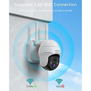 2K Security Camera Outdoor Wireless WiFi with 360° PTZ, ZUMIMALL Battery Powered Wireless Cameras for Home Surveillance, Spotlight & Siren/PIR Detection/3MP Color Night Vision/2-Way Talk/IP66/Cloud/SD