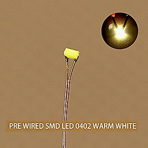 C0402WM 20pcs Pre-soldered Micro 0.1mm Copper Wired Warm White SMD Led 0402