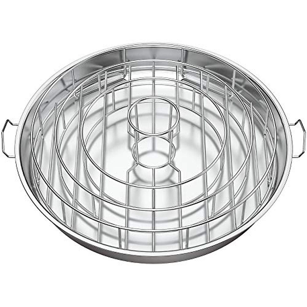 only fire Stainless Steel Circular Rib Rack and Chicken Roaster, BBQ Rib Rings for Smoker or Charcoal Grill