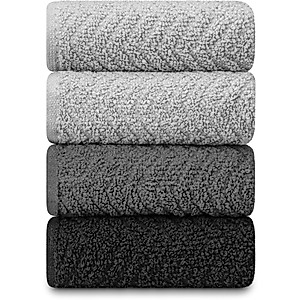 DecorRack 100% Cotton Kitchen Towels, 15" x 25" Absorbent Dish Towels [Premium Quality 400 GSM] Monotone Set (Pack of 4)