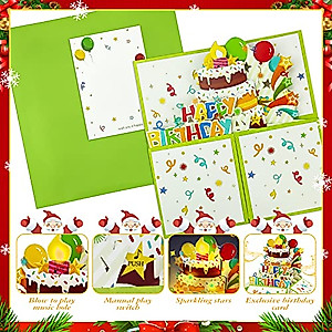 DTESL birthday card 3D Pop Up with Light and Music, birthday cards for women, Handmade Birthday Greeting Cards in a Box, Press the power button to play: plays hit song 'Happy Birthday'