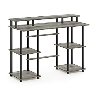 Furinno Turn-N-Tube Computer Desk, French Oak Grey/Black