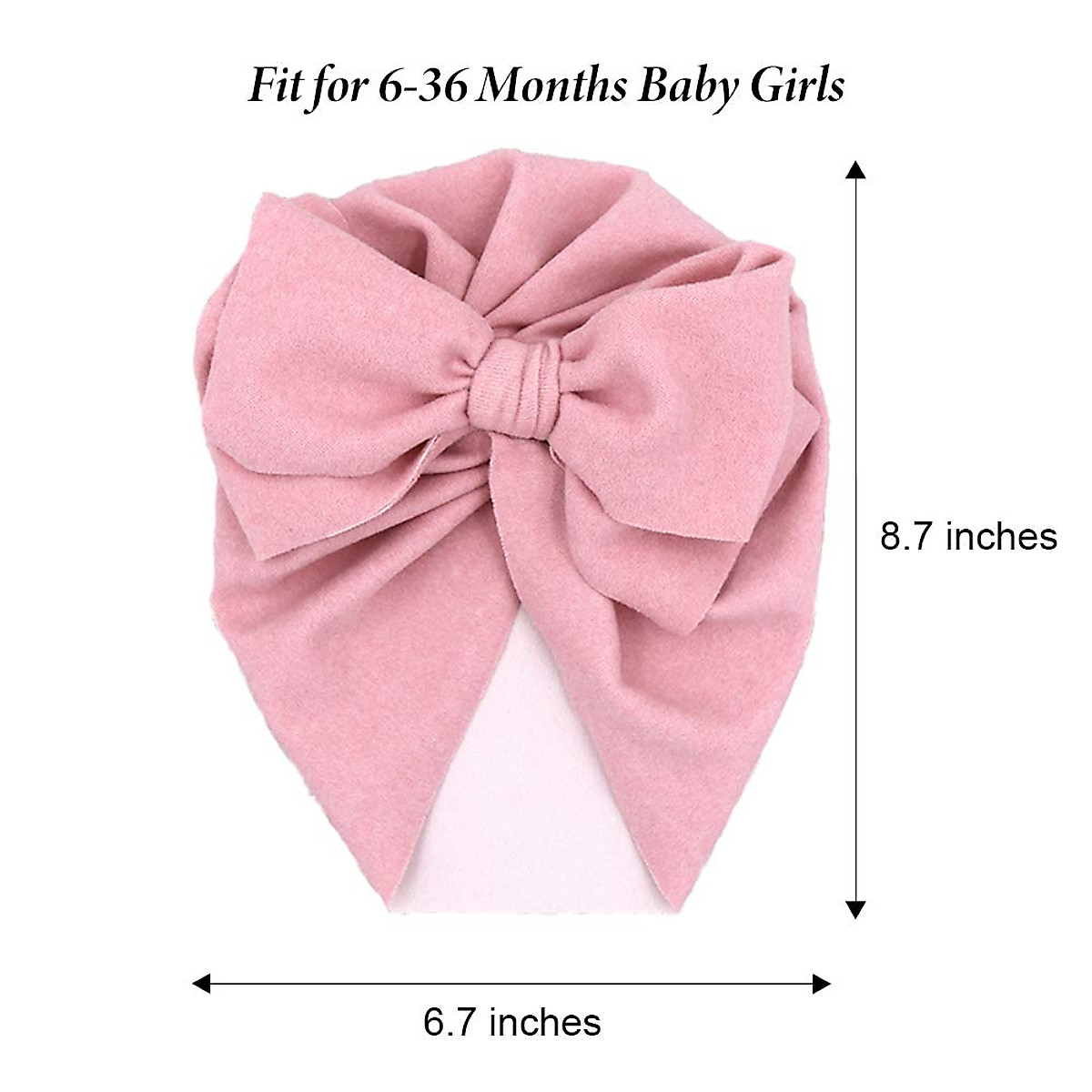 JIAHANG Baby Girl Velvet Big Hair Bow Turban Hat Oversized Bowknot Head Wrap Beanie India Cap Warm for Infant Toddlers 6PCS(bowknothat New)