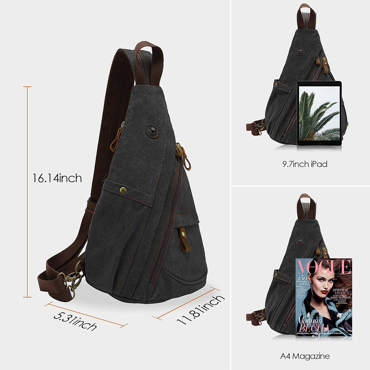 Egoelife Sling Bag Small Crossbody Backpack Casual Daypack School Satchel for Men Women