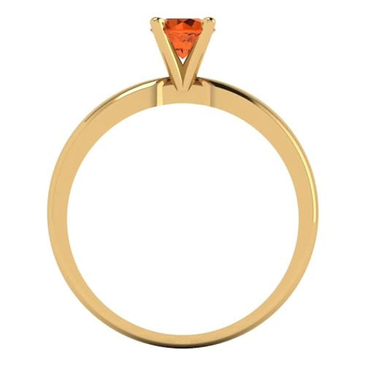 Clara Pucci 0.50ct Round Cut Solitaire Red Simulated Diamond Wedding Bridal Designer Anniversary Engagement Ring in Real 14k Yellow Gold
