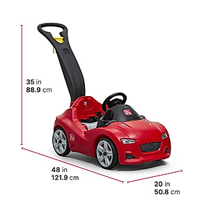 Step2 Whisper Ride Cruiser Kids Push Car, Ride On Toy, Stroller Substitute, Includes Seat Belt & Horn, Made of Durable Plastic, Max Weight 50 lbs., For Toddlers 1.5-4 Years Old, Red