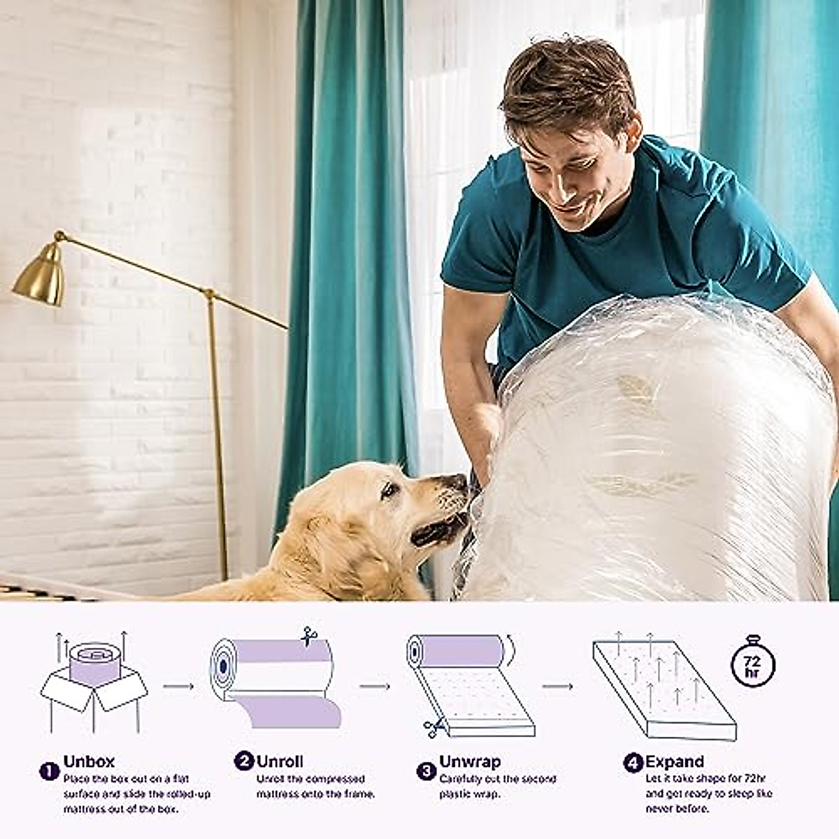 NapQueen Full Size Mattress, 8 Inch Anula Green Tea Infused Memory Foam Mattress, Full Size Mattress Bed in a Box, CertiPUR-US Certified Mattress