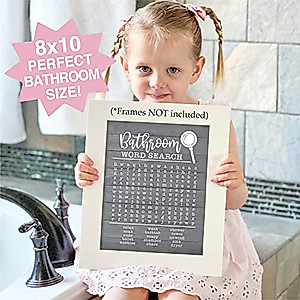 6 Reversible Funny Bathroom Signs Decor Funny Bathroom Wall Art 8x10 - Farmhouse Bathroom Decor Wall Art Funny Bath Decor, Bathroom Rules Wall Decor Bathroom, Please Seat Yourself Bathroom Sign Funny