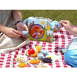 Regal Games Old Macdonald’s Tea Time - Barnyard Animal Designed Kid's Tea Time Set - includes 1 Teapot, 4 Cups, 4 Saucers, 1 Platter & Storage Case - Ideal Birthday & Easter Gift for Ages 5+