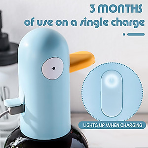 Uiifan 2 Pcs Automatic Soap Dispenser Cute Duck Foaming Hand Soap Dispenser Rechargeable Automatic Soap Dispenser for Bathroom Kitchen Restaurant Office Countertop Blue, 13.5 oz