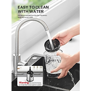 Electric Citrus Juicer, Reemix Lemon Squeezer with Brushed Stainless Steel Body, Fully Automatic One-click Operation Orange Squeezer, Black+Silver