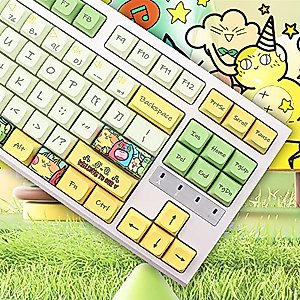 JSJT Custom Keycaps 135 Keys Cartoon Anime Keycaps XDA Profile Magical Elves Themed Keycaps PBT Dye Sublimation Keycaps Suitable for ANSI/ISO Layout Cherry MX Switch Mechanical Keyboards