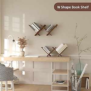 Serwrsw Engineered Wood DIY Floating Book Shelves for Wall, MDF Wooden Wall Mounted Hanging Bookshelves Decor, Tabletop or Wall Shelves for Bedroom Kids Nursery Room, Brown