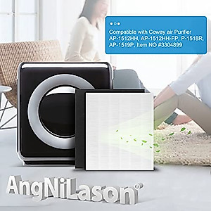 AP-1512HH Replacement Filter H13 Ture HEPA Compatible with Coway AP-1512HH, AP-1518R, AP-1519P, Airmega 200M Air Purifier, Part# 3304899, 1 HEPA Filter + 2 Carbon Pre-Filters